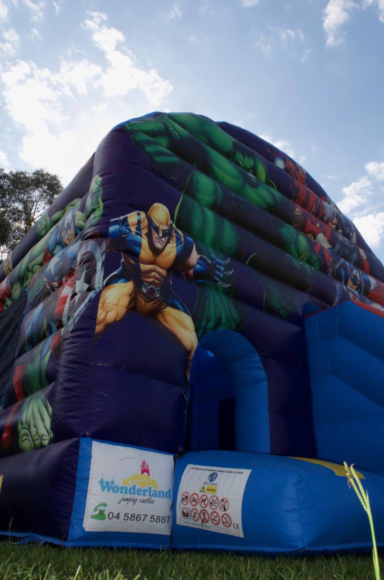 Marvel Superheroes Jumping Castle Hire and Slide | Wonderland Jumping ...